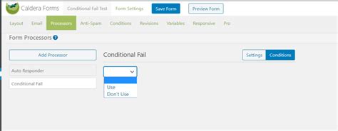 Conditional Fail Getting Started Caldera Forms