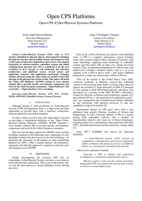 Pdf Open Cps Platforms