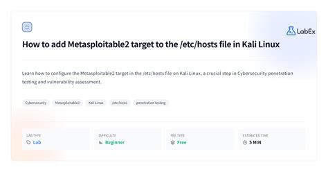 Configurar Metasploitable2 No Etchosts Do Kali Linux Para Testes De Penetração Labex