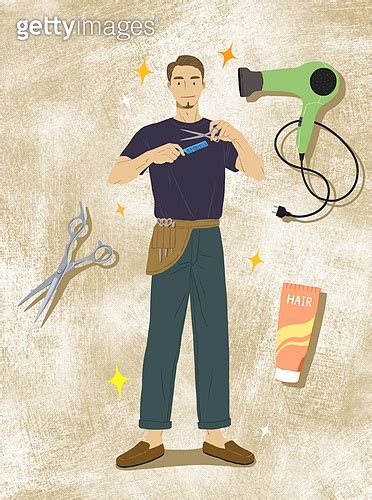 사람 직업 전신 남성 성별 헤어디자이너 헤어드라이어 헤어케어 가위 이미지 Jv12498860 게티이미지뱅크