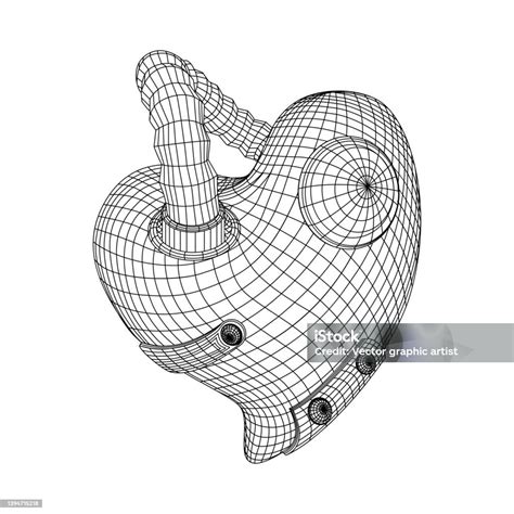 스팀 펑크 스타일의 심장 흰색 배경에 고립 된 이미지 블랙 3d 그리드 강철에 대한 스톡 벡터 아트 및 기타 이미지 강철 건강관리와 의술 검은색 Istock