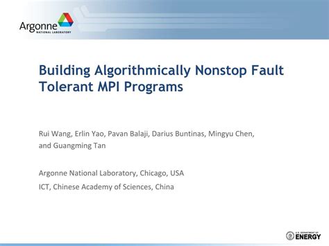 Ppt Building Algorithmically Nonstop Fault Tolerant Mpi Programs