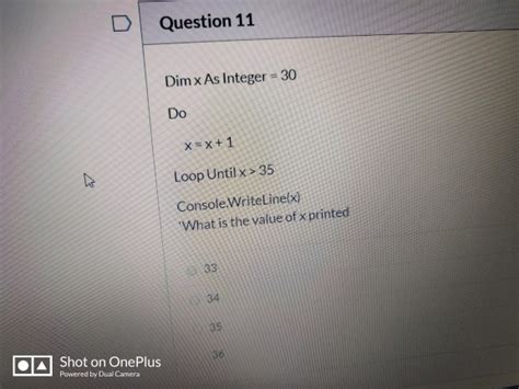 solved question 7 30 dim x as integer do while x