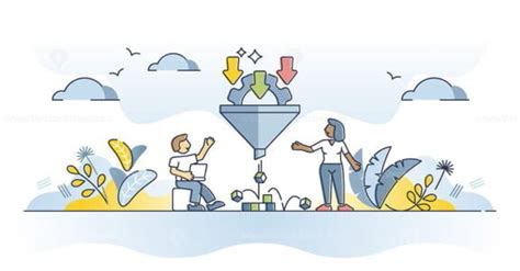 Data Filter Funnel For Information Sorting And Optimization Outline Concept VectorMine