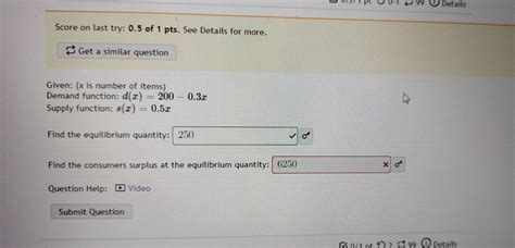 solved given x is number of items demand function