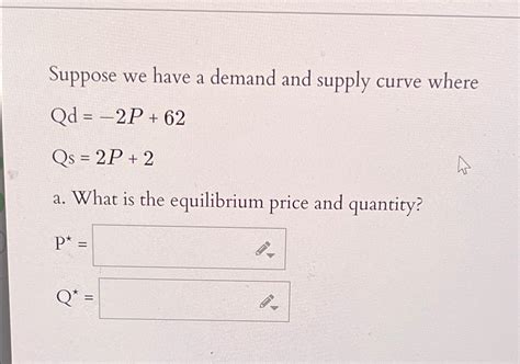 Solved Suppose We Have A Demand And Supply Curve Chegg Com