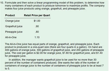 Solved Formulate And Then Solve A Linear Programming Model