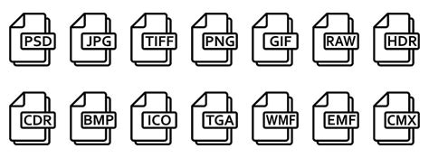 Files Format Linear Icons Set Filetype Illustration Format Vector