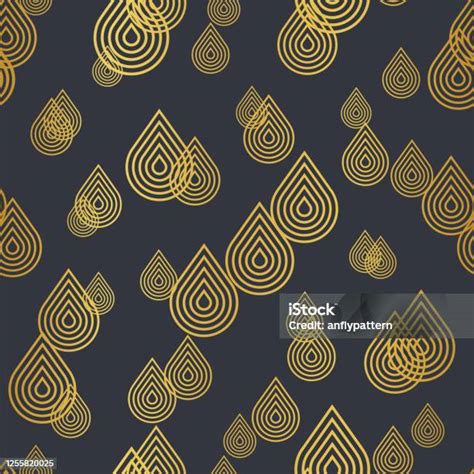 골드 레인 드롭 원활한 패턴 디자인과 추상 양식화 복고풍 배경 방울에 대한 스톡 벡터 아트 및 기타 이미지 방울 금 금속 물 Istock