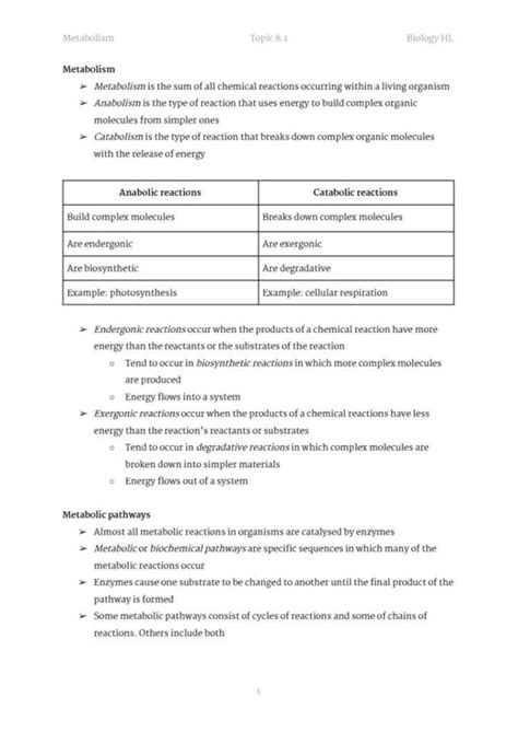Metabolism Cell Respiration And Photosynthesis Ib Biology Hl Topic 8
