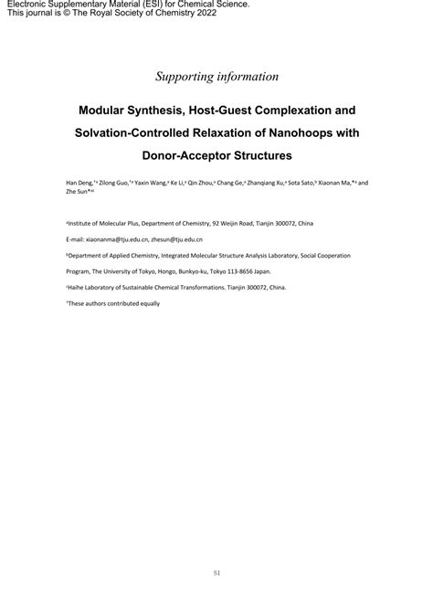 Pdf Modular Synthesis Host Guest Complexation And Solvation
