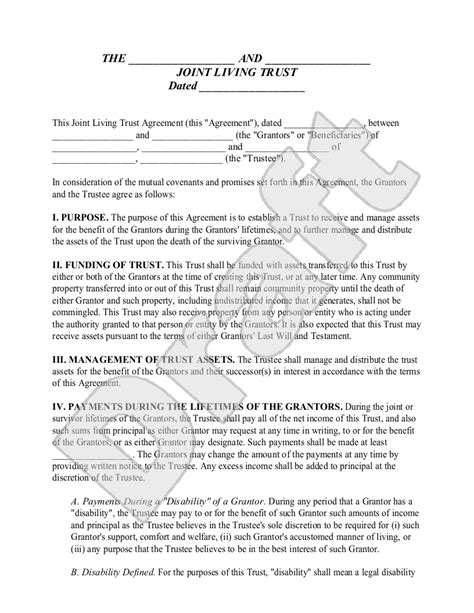 Free Printable Revocable Living Trust Form Printable Forms Free Online