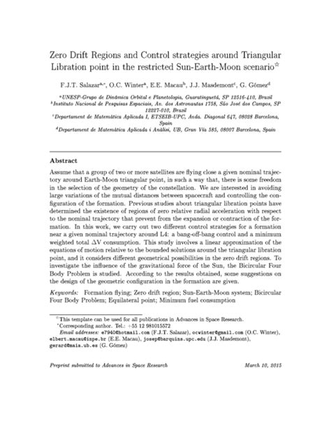 Pdf Zero Drift Regions And Control Strategies To Keep Satellite In