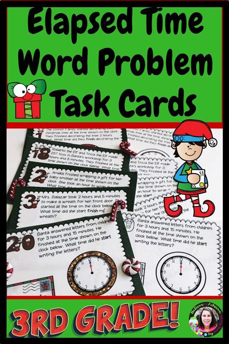 Christmas Elapsed Time Word Problem Task Cards 3 Md 1 Time Word Problems Elapsed Time Word
