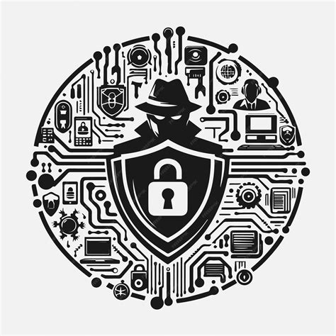 Premium Vector Cyber Security Vector Line Icon Black Or White Logo Protection Sign Shield