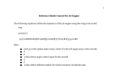 Reference Model Control For Jet Engine F Reference Model Control For