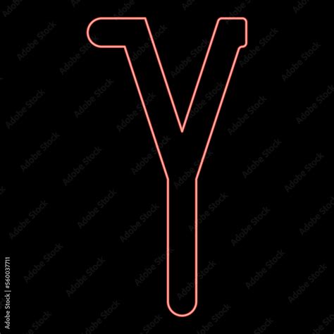 Neon Gamma Greek Symbol Small Letter Lowercase Font Red Color Vector Illustration Image Flat