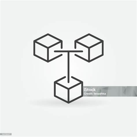 Blockchain Outline Vector Concept Icon 3 Connected Blocks Blockchain Sign Stock Illustration