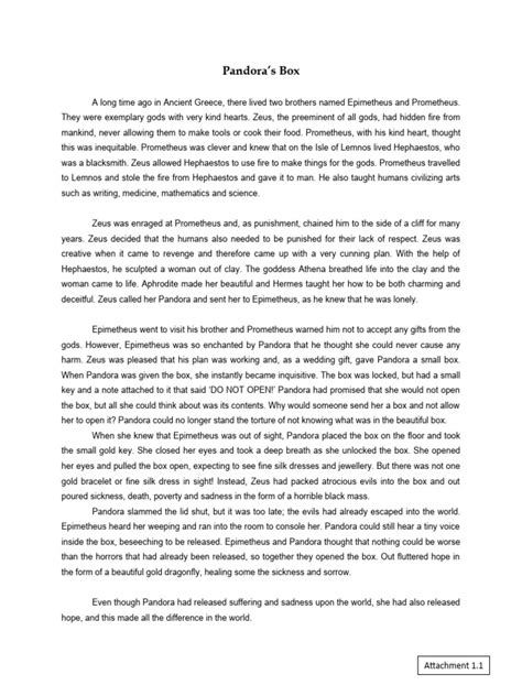 Pandoras Box Pdf Prometheus Zeus