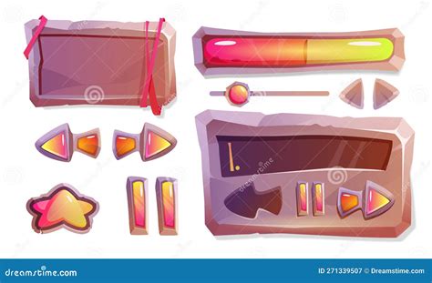 Cartoon Stone Game Buttons Gui Or Ui Design Elements 271339507