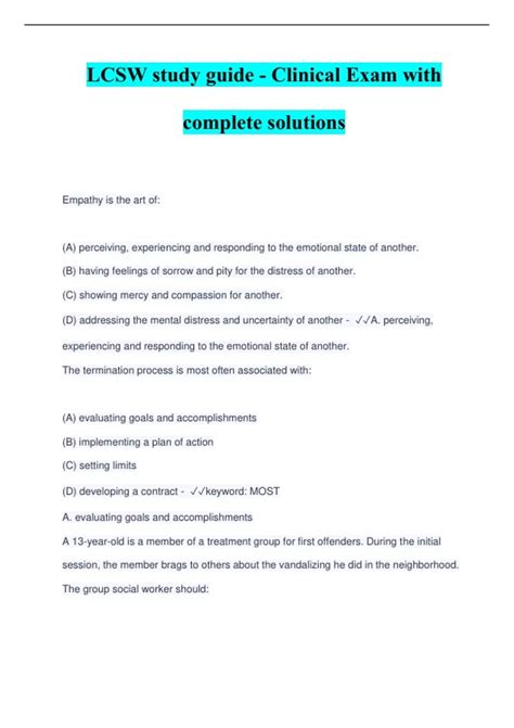 LCSW Study Guide Clinical Exam With Complete Solutions LCSW Stuvia US