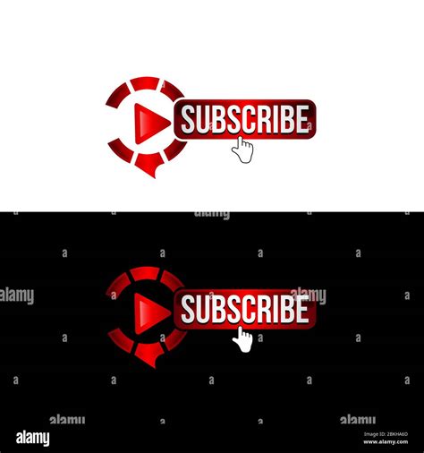 Subscribe Button Color With Finger Click Cursor And Shadow Vector Illustration Stock Vector