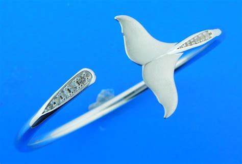 Alamea Whale Tail Bangle Bracelet Sterling Silver Island Sun Jewelry