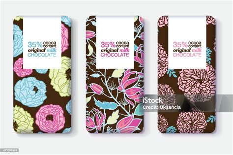 블루 핑크 갈색 꽃 패턴과 초콜릿 패키지 디자인의 벡터 집합입니다 사각형 프레임입니다 편집 가능한 포장 서식 파일 컬렉션 0명에 대한 스톡 벡터 아트 및 기타 이미지