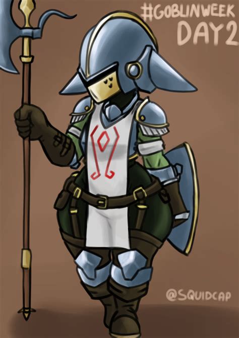 Rule 34 Armor Boots Female Genevieve Squishcap Goblin Goblin Female Green Skin Helmet Knight