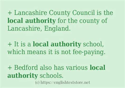 Example Sentences Of Local Authority Englishteststore Blog