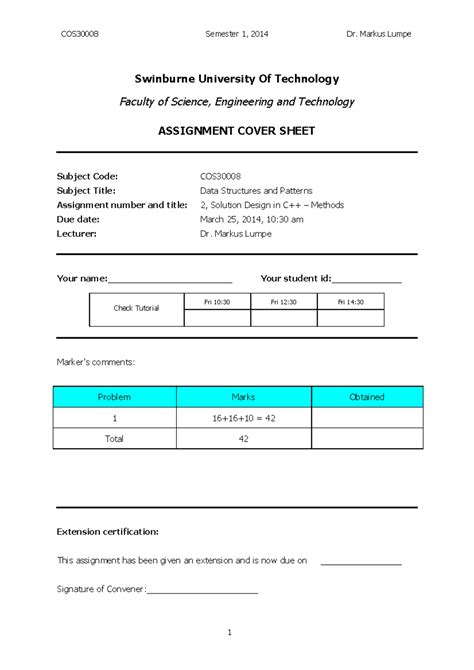 Problem Set 2 Semester 1 2014 Dr Markus Lumpe Swinburne University Of Technology Faculty Of