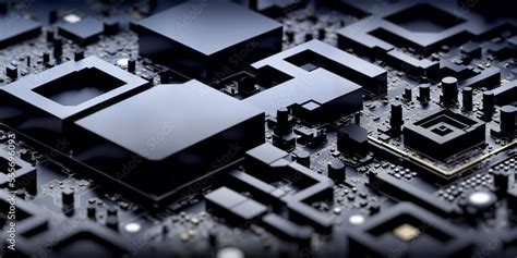 Abstract Technology Background Array Of Black Circuitry Transistors And Chips Depicting A