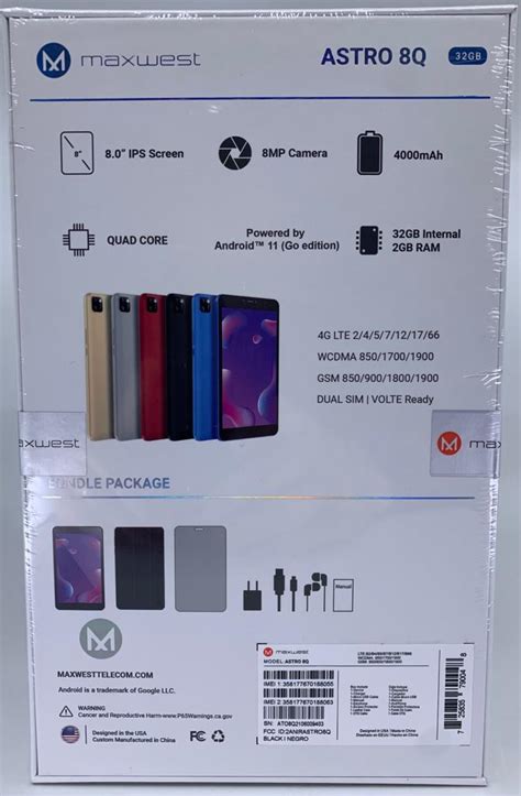 Maxwest Astro 8q Android Lte Tablet 8 0 Lcd Screen 32gb Storage Black