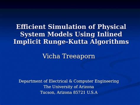Ppt Efficient Simulation Of Physical System Models Using Inlined Implicit Runge Kutta