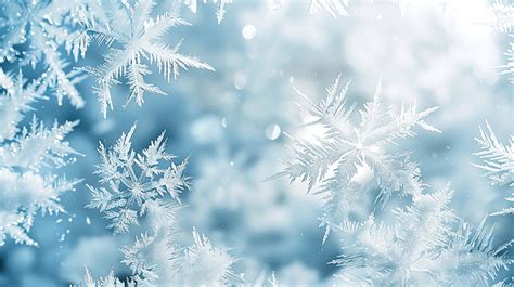 Snowflakes And Frost Pattern On Glass Close Up Background Snowflake