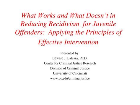 Ppt What Works And What Doesnt In Reducing Recidivism For Juvenile