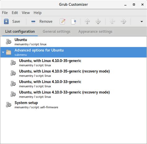 grub2 how do i remove advanced options for ubuntu in grub menu