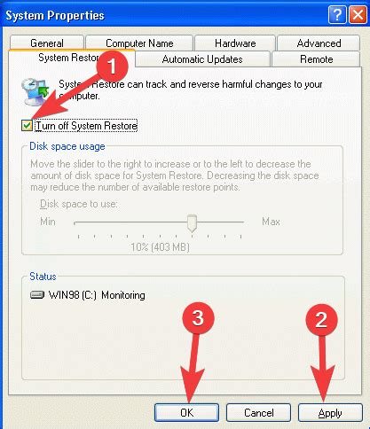Disable System Restore Manually Automated XP Vista 7 Tweaking