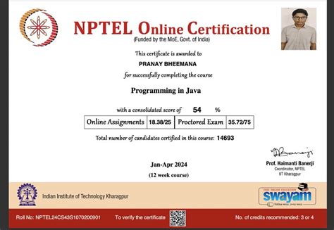 Java Programming Nptel Iitkharagpur Learning Softwaredevelopment Pranay Bheemana