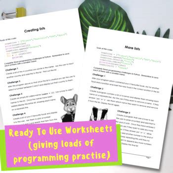 Python Programming Lists Lesson By Nichola Wilkin TPT