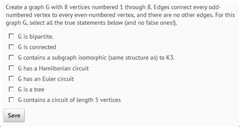 solved create a graph g with 8 vertices numbered 1 through