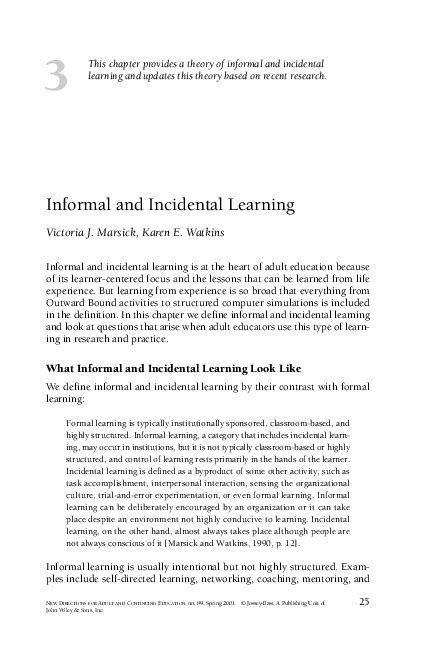 Pdf Informal And Incidental Learning
