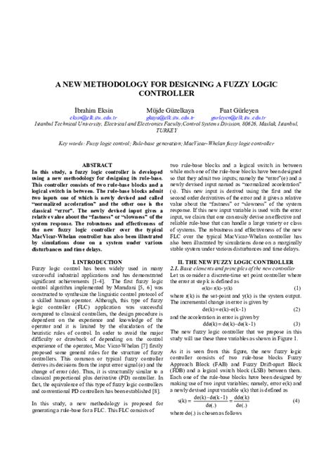 Pdf A New Methodology For Designing A Fuzzy Logic Controller