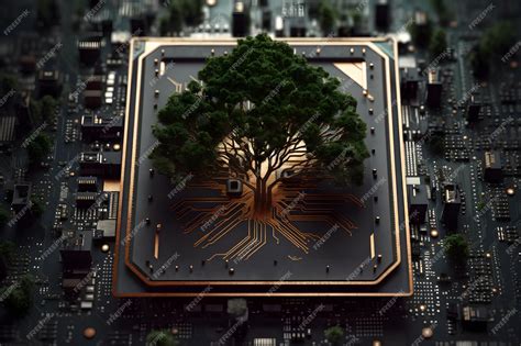 Premium Ai Image A Computer Motherboard With A Tree Growing Out Of It