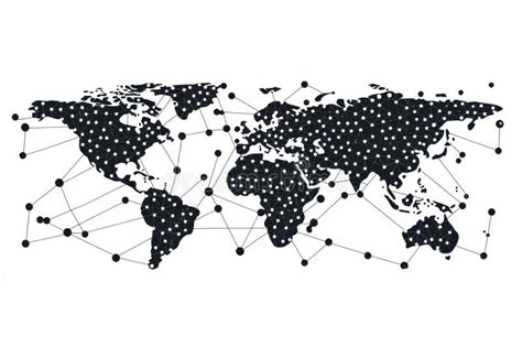 Global Network Connections World Map Abstract Design Stock Illustration