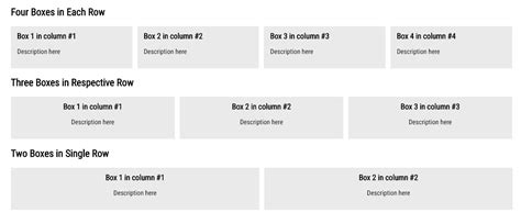 how to manage four boxes three boxes two boxes in each row