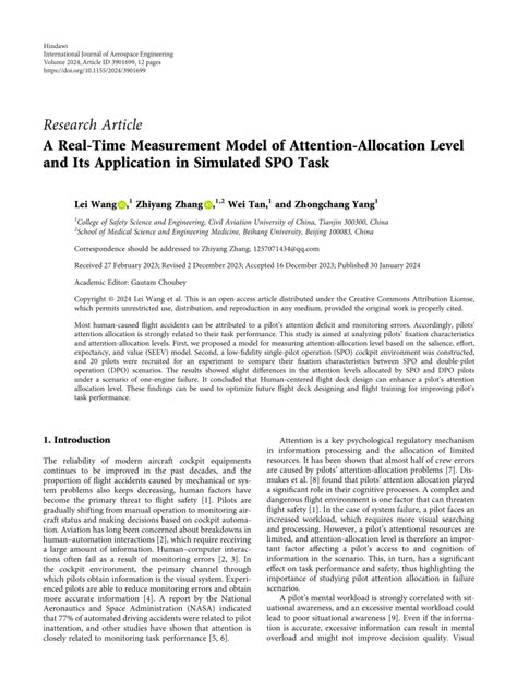 Pdf A Real Time Measurement Model Of Attention Allocation Level And
