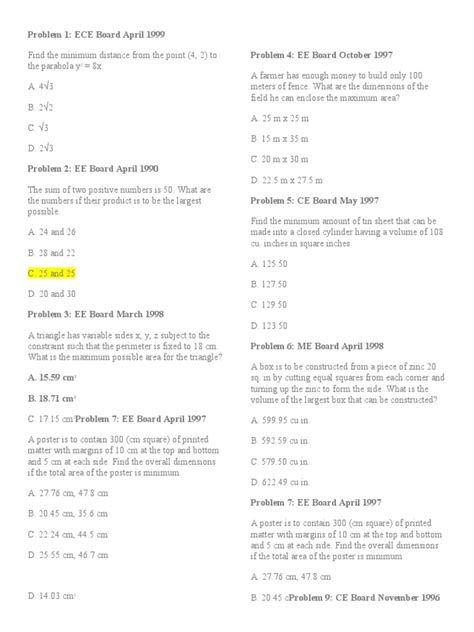 Diff Cal Part1 Minimamaxima Pdf Area Speed