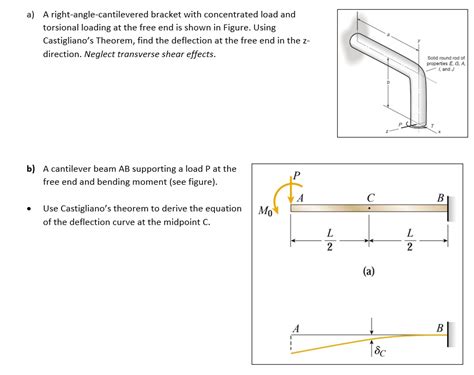 Solved A A Right Angle Cantilevered Bracket With A Concentrated Load And Torsional Loading At