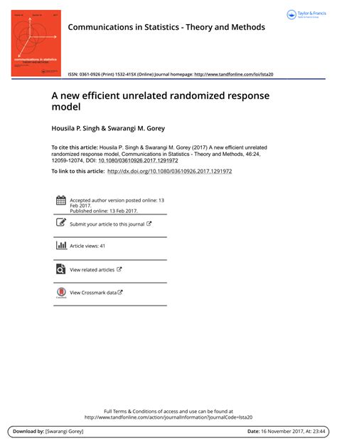 Pdf A New Efficient Unrelated Randomized Response Model